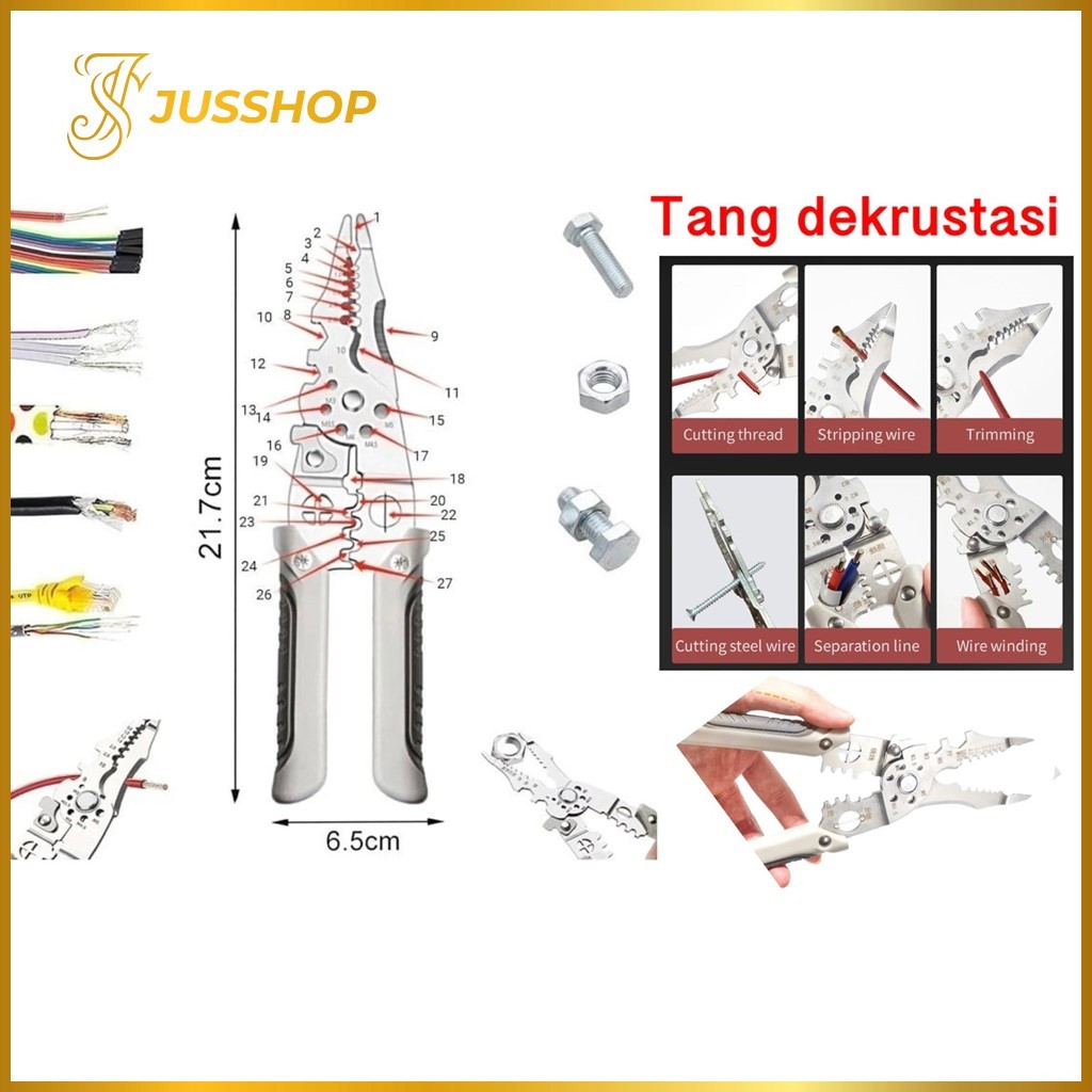 Jual Tang Dekrustasi 27in1 Pemotong Kabel Kawat Alat Tang Pengupas ...