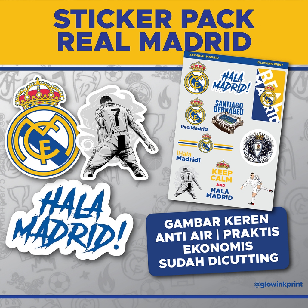Jual Sticker Pack Real Madrid, Sticker Real Madrid, Sticker Motor ...