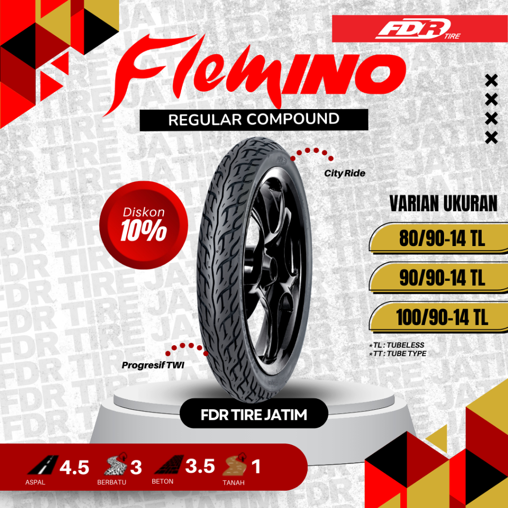 Jual FDR TL FLEMINO Ban Motor Tubeless RING 14 - Tubless | Shopee Indonesia