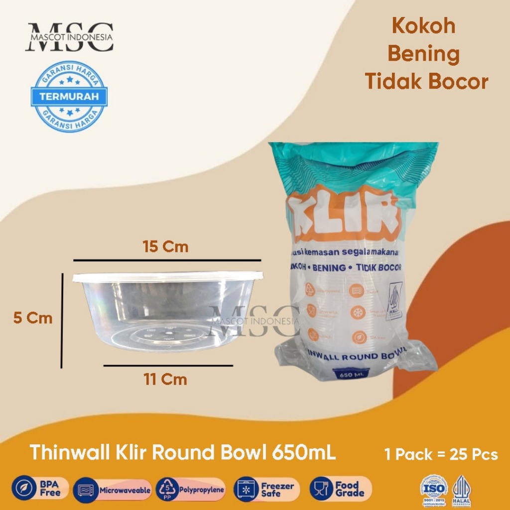Jual Thinwall Klir Round Bowl 650mL | Shopee Indonesia