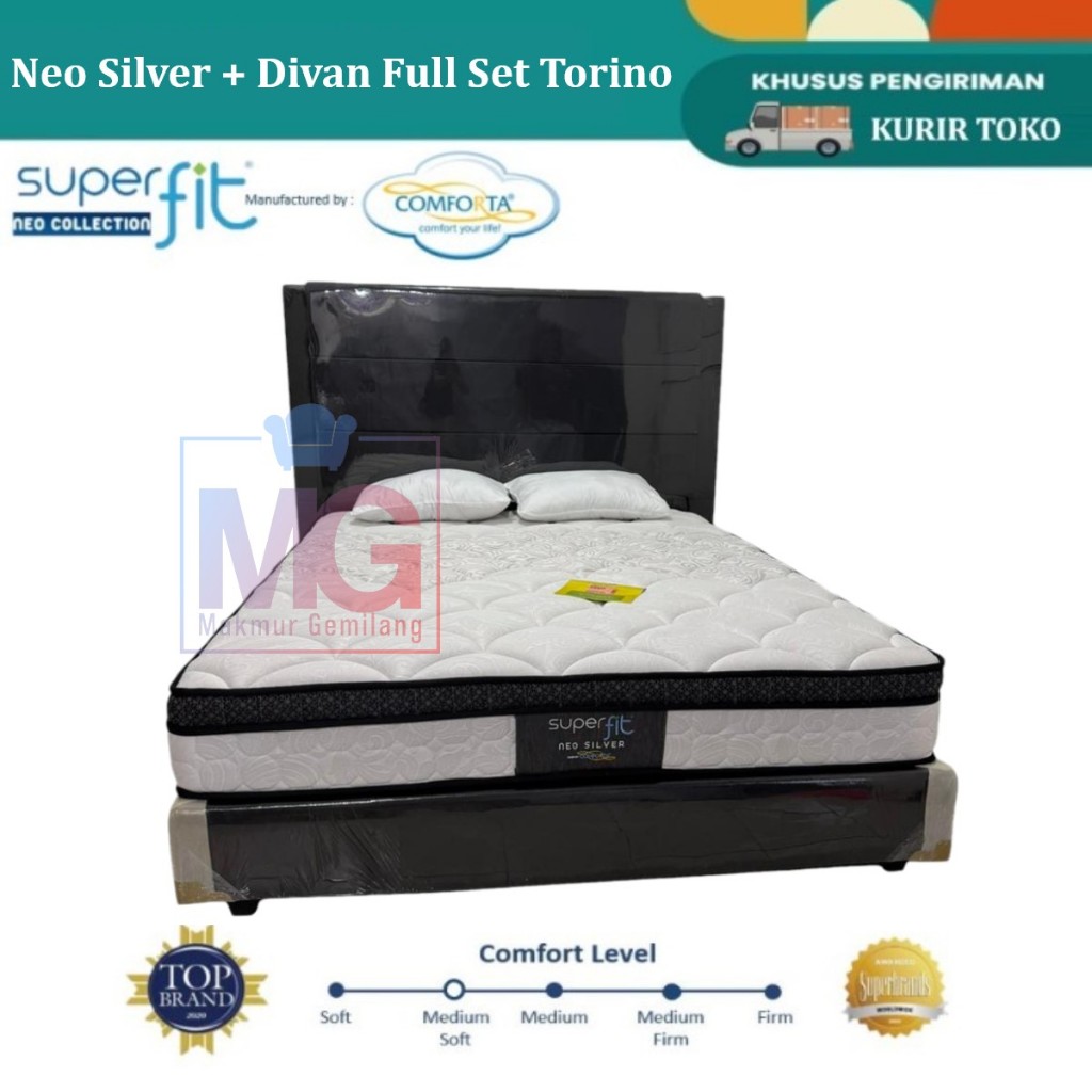 Jual COMFORTA SUPER FIT NEO SILVER + Divan Full Set Torino Kasur Spring ...