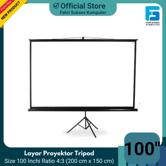 Jual Tripod Screen Projector 100 4:3 200cm x 150cm/Layar Proyektor ...