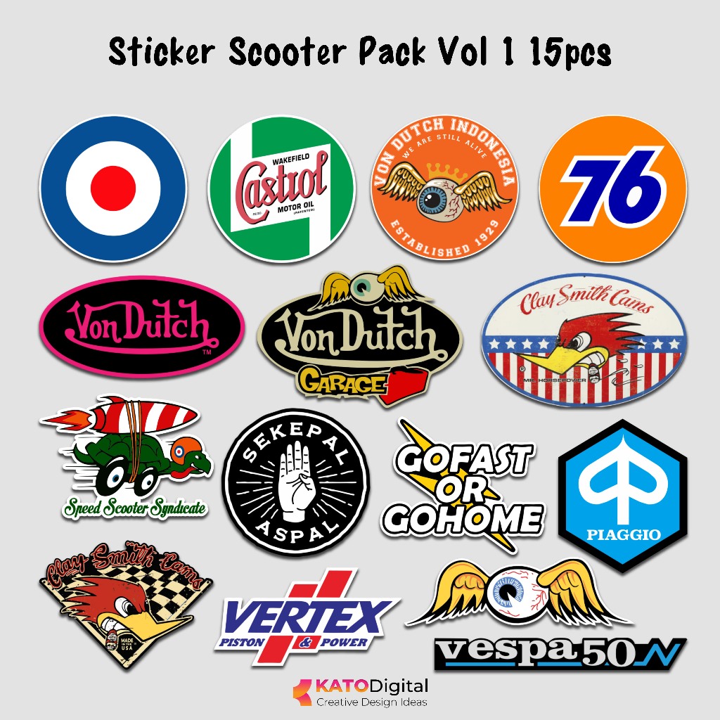 Jual Sticker Pack Scooter Tahan Air Vinyl Glossy Stiker Motor Helm ...