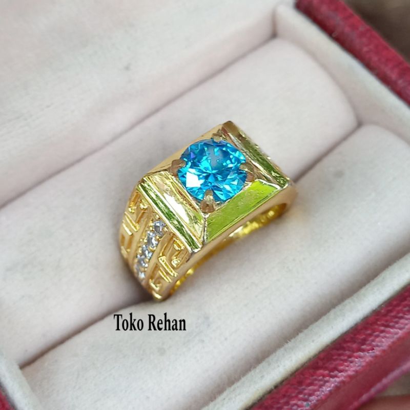 Jual CINCIN BATU BLUE TOPAZ CUTTING ELEGANT | Shopee Indonesia