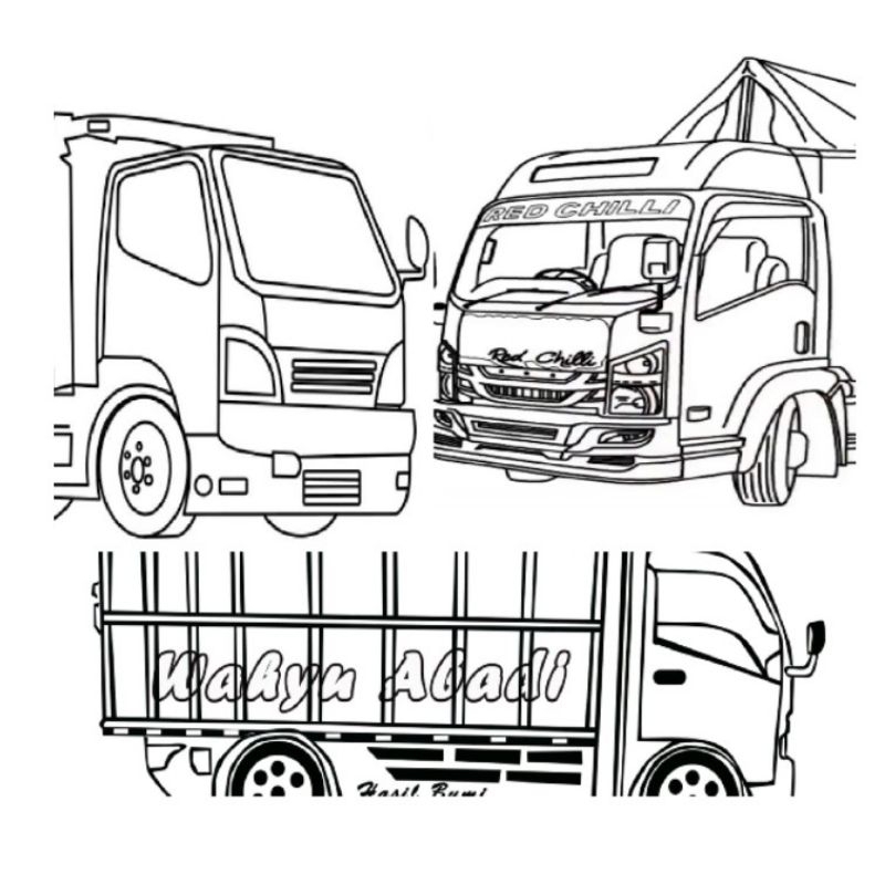 Jual 30 sketsa mewarnai truk oleng, truk mania | Shopee Indonesia