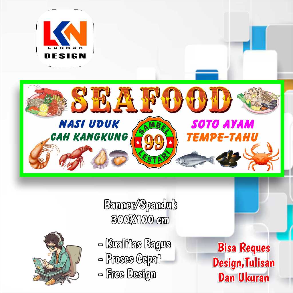 Jual Spanduk Banner Pecel lele Seafood custom model c | Shopee Indonesia