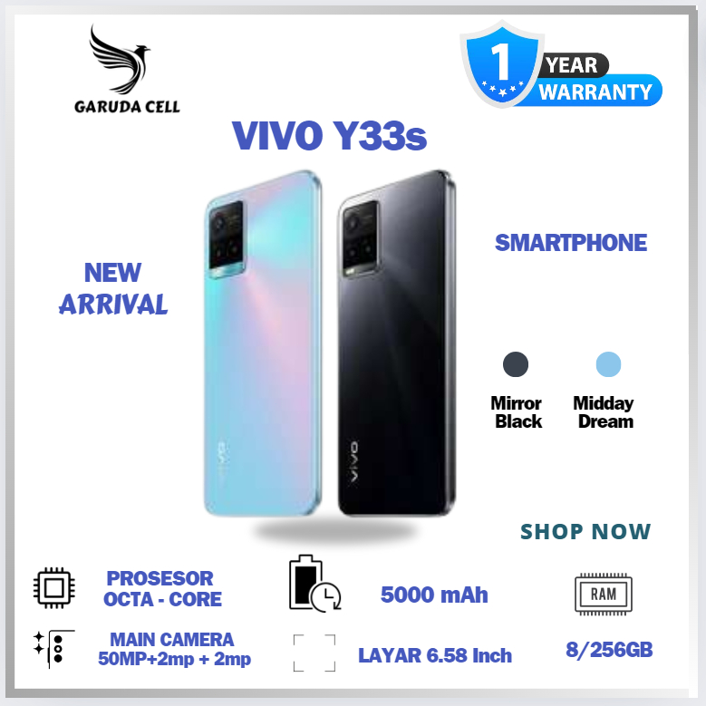 Jual Garuda cell SmartPhone Vivo Y33s Ram 8/256GB Fullset / Bergaransi ...