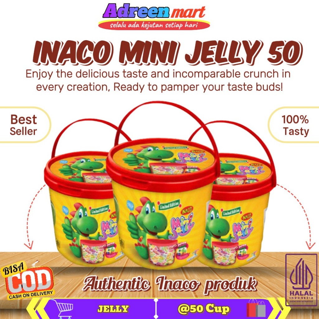 Jual INACO MINI JELLY RASA JUICE BUCKET 50 x 15 gr | Shopee Indonesia
