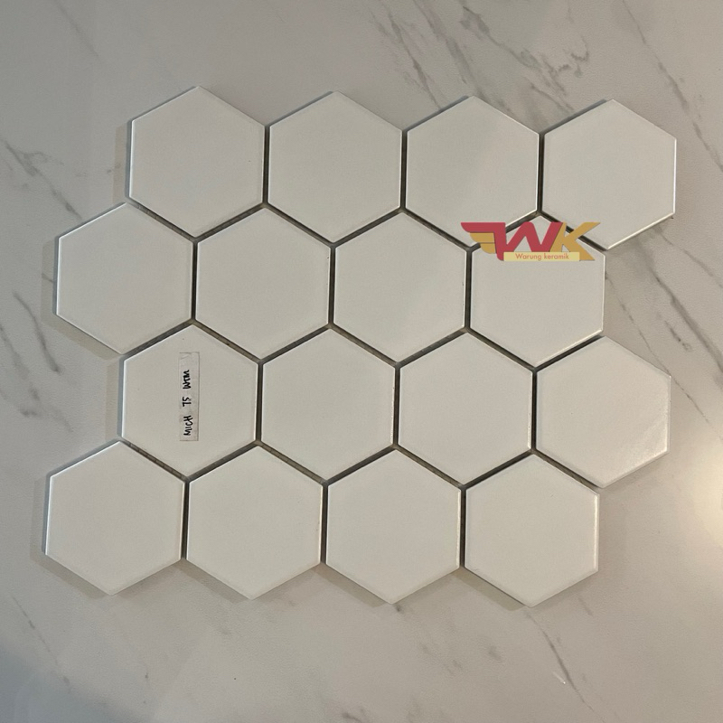 Jual Keramik Mosaic Hexagonal Putih 33x28cm / keramik mosaic / keramik ...