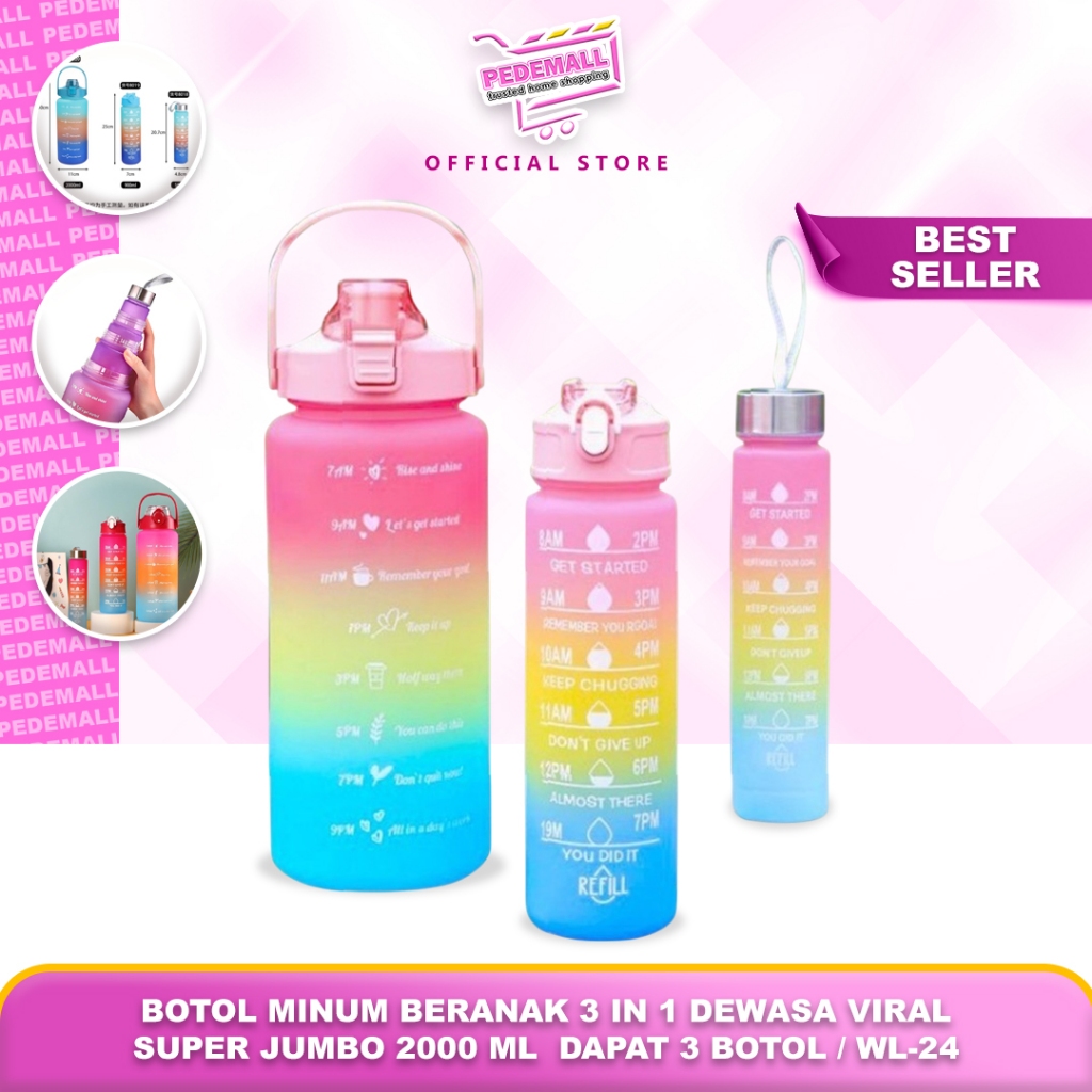 Jual Botol Minum Beranak 3 in 1 Dewasa VIRAL Super Jumbo 2000 ML Dapat ...