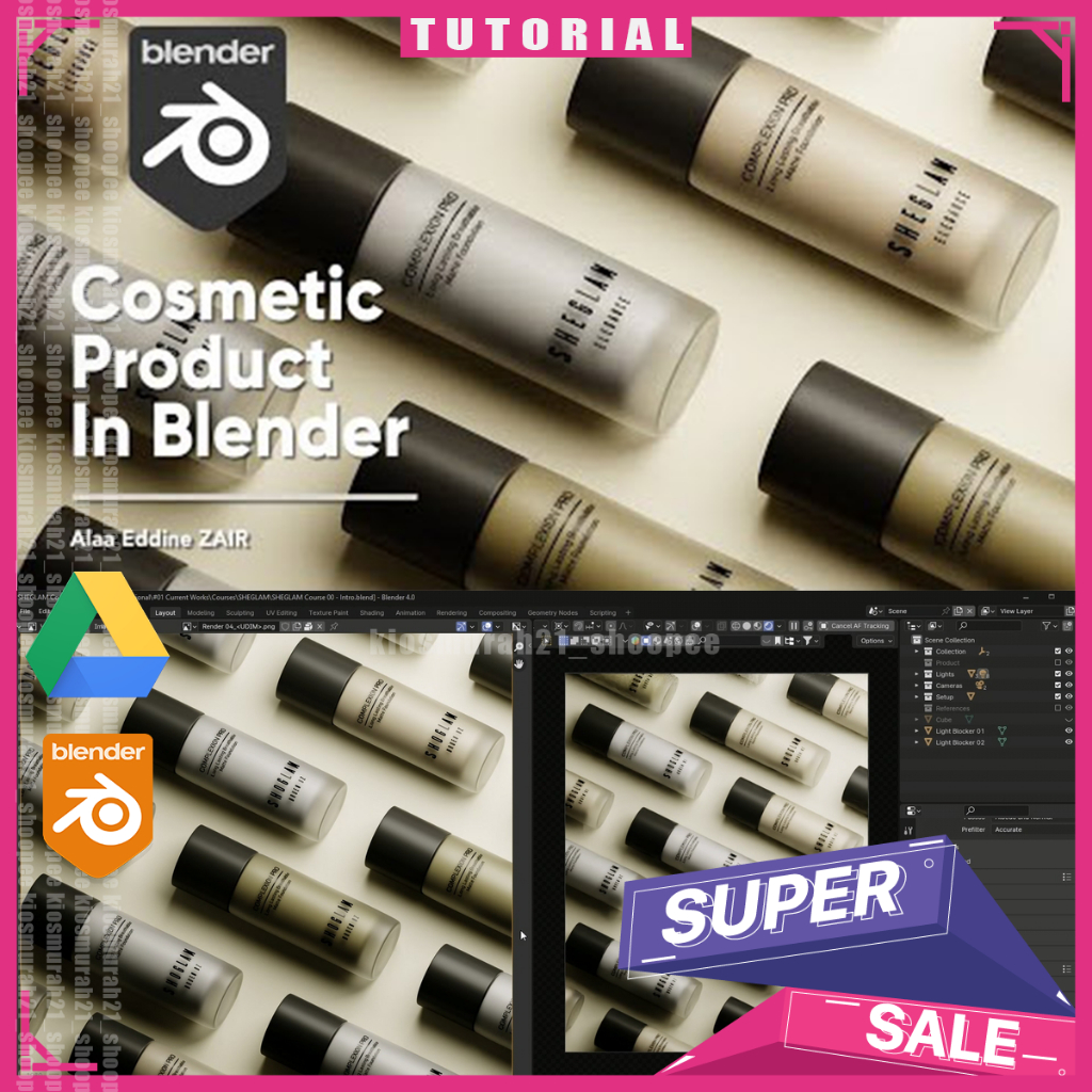 Jual Blender 3d Blender 40 Cosmetic Product Modeling Lighting Rendering 3d Blender Tutorial