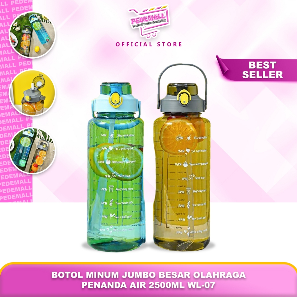 Jual Botol Minum Jumbo Besar Olahraga Penanda Air 2500ML WL-07 | Shopee ...