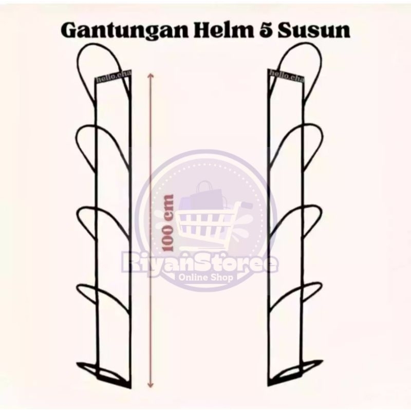 Jual Rak helm besi/rak helm dinding/rak helm 5 susun | Shopee Indonesia