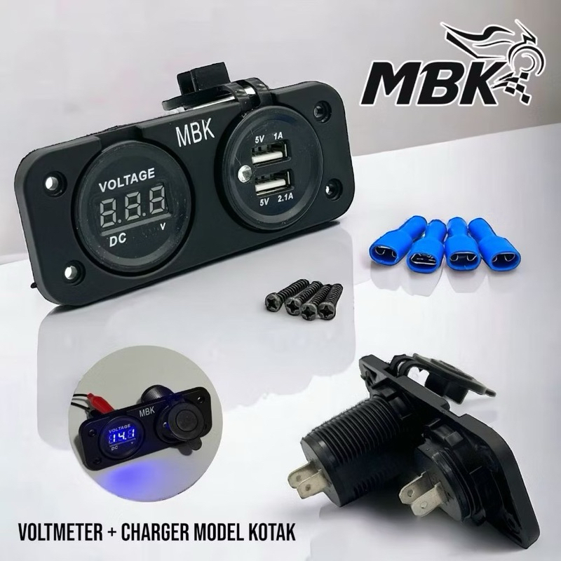 Jual Voltmeter Aki 2 In 1 Plus Charger Usb Dudukan Kotak Universal Motor | Shopee Indonesia