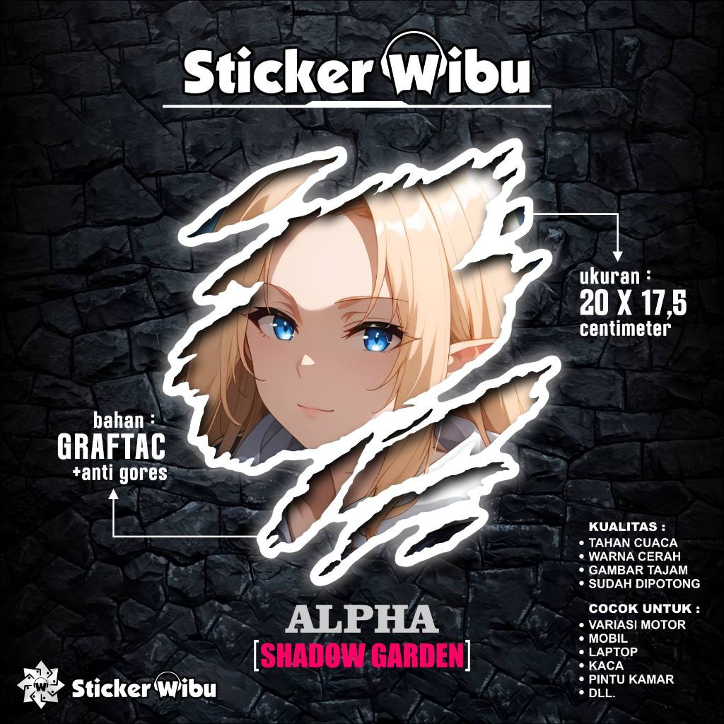 Jual STIKER ANIME UNIVERSAL SHADOW GARDEN ANIME UNTUK MOTOR.MOBIL PC ...