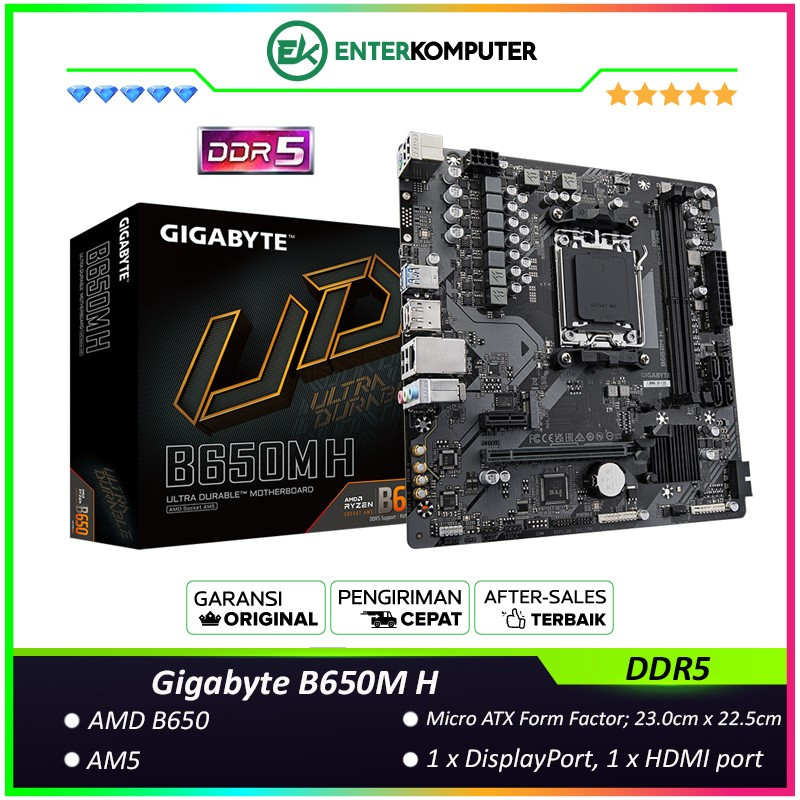 Jual Gigabyte B650M H - AM5 AMD B650 DDR5 USB3.2 SATA3 - Motherboard ...