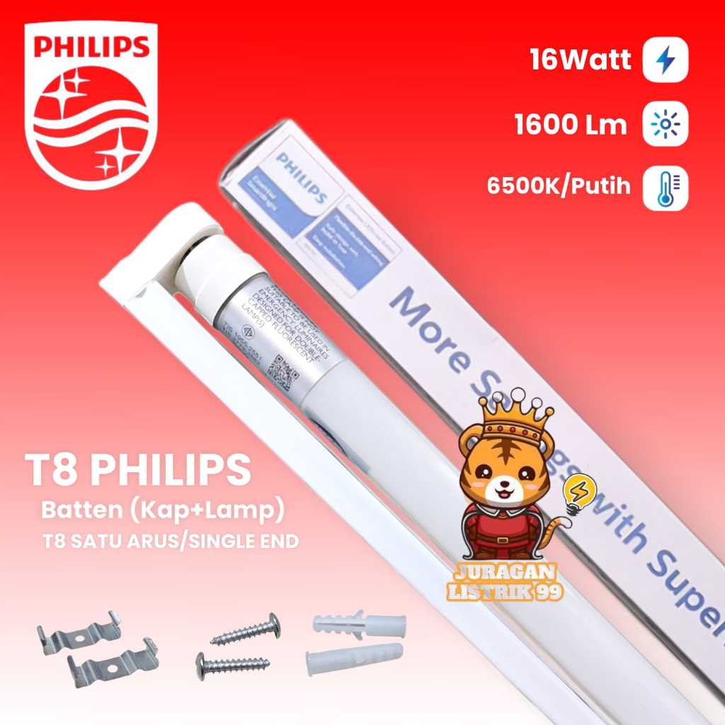 Jual LAMPU PHILIPS ECOFIT TL T8 LED SET 16W/16 WATT RUMAH+LAMPU (BATTEN) 120CM BN015C | Shopee ...