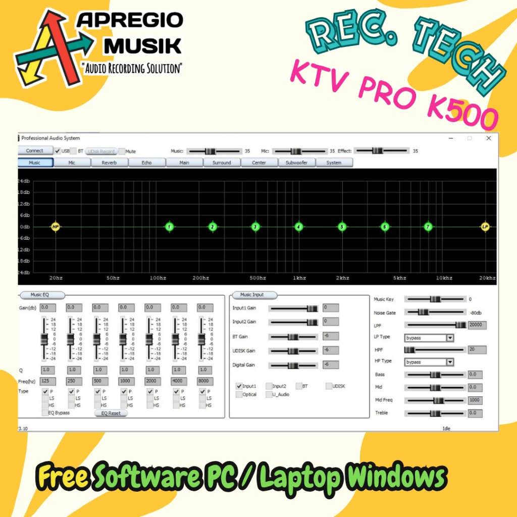 Jual Recording Tech KTV Pro K500 Karaoke effect Processor 4 input 6 ...