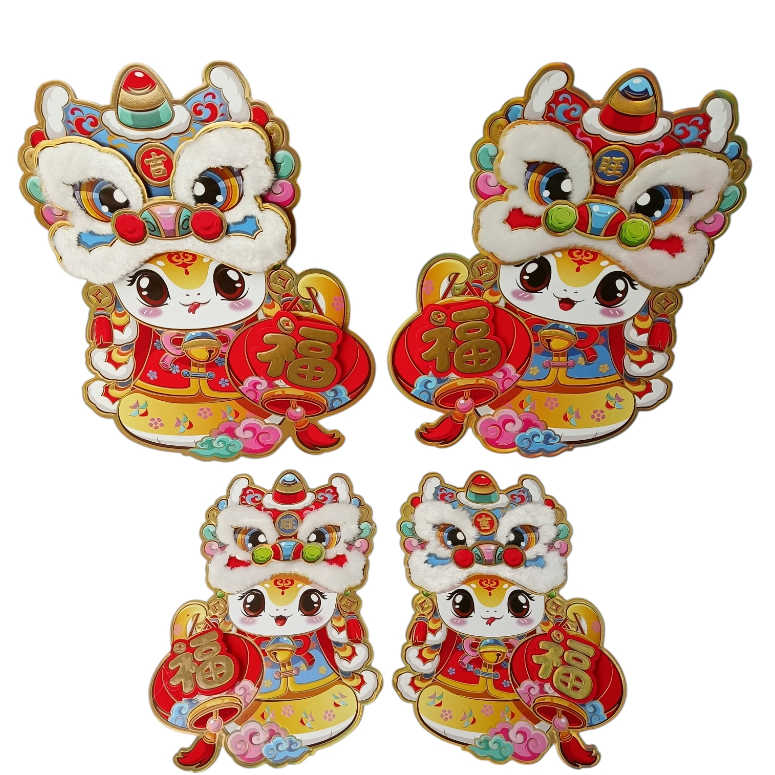 Jual Tempelan Imlek Shio Ular Bulu 2025 Gantungan Imlek Karton Stiker ...