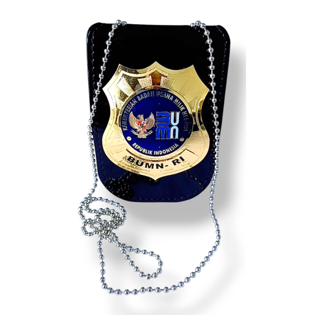 Jual ID Card Name Tag Kulit Dompet KTA Kalung Bola Stainless | Logo ...
