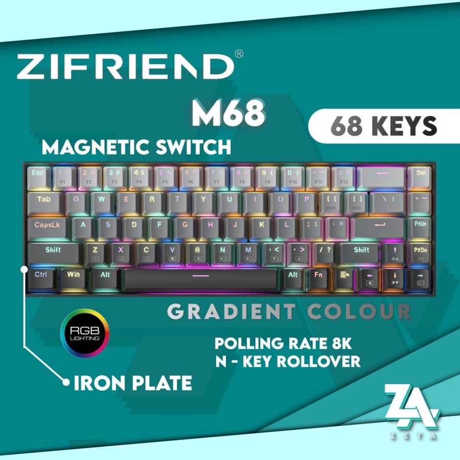 Jual ZIFRIEND M68 Magnetic Switch Keyboard Hall Effect Switch 65% ...