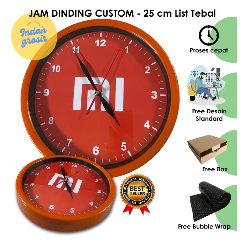 Jual JAM DINDING CUSTOM 25CM list tebal, custom foto, logo instalasi ...