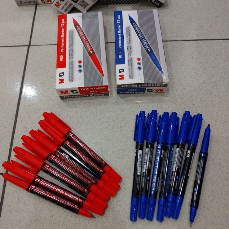 Jual Permanent Marker Double Tips Merk M&G Spidol Permanen 2 Mata ...
