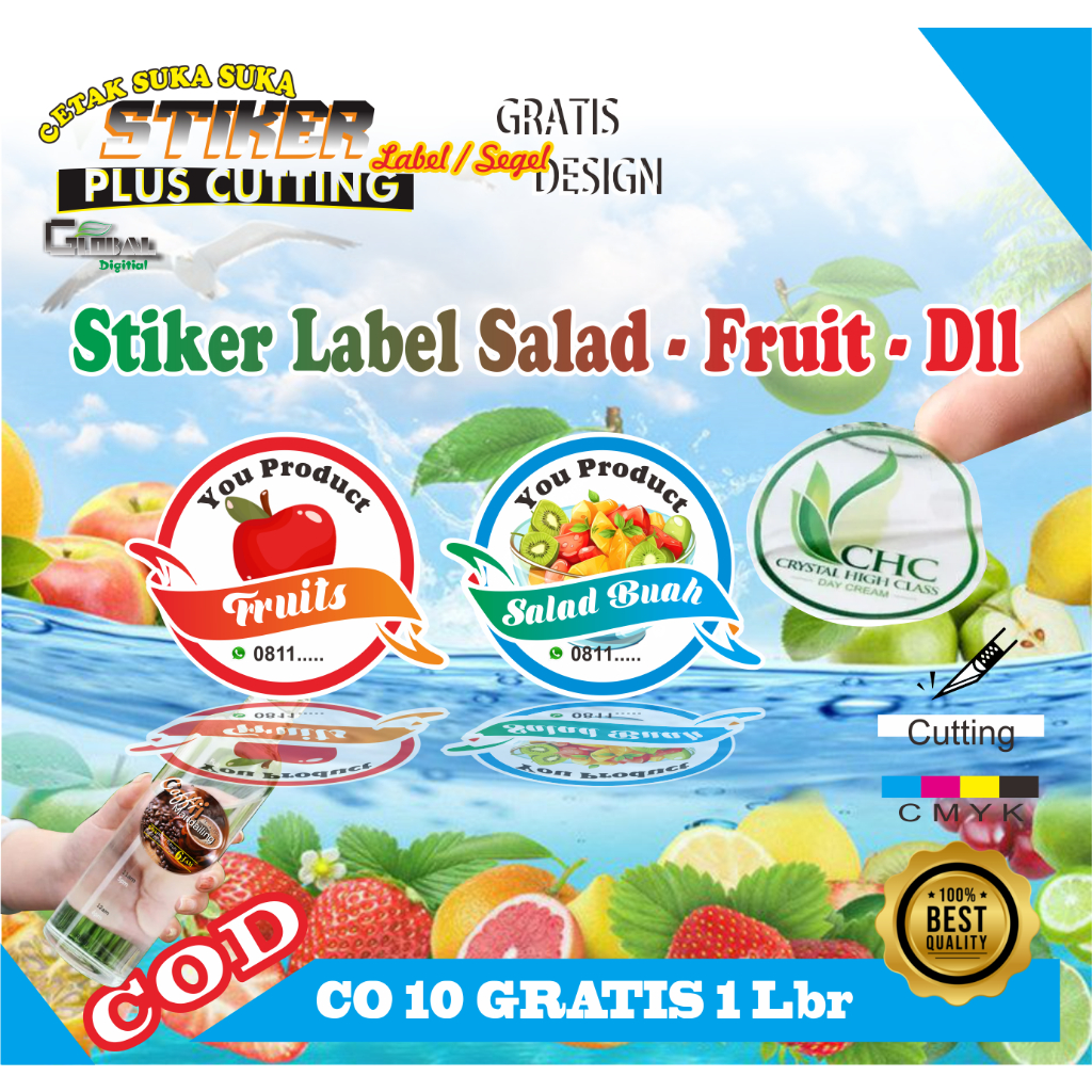 Jual STIKER BUAH / SALAD / FRUIT / STIKER BUAH RUJAK / STIKER CUSTOM ...
