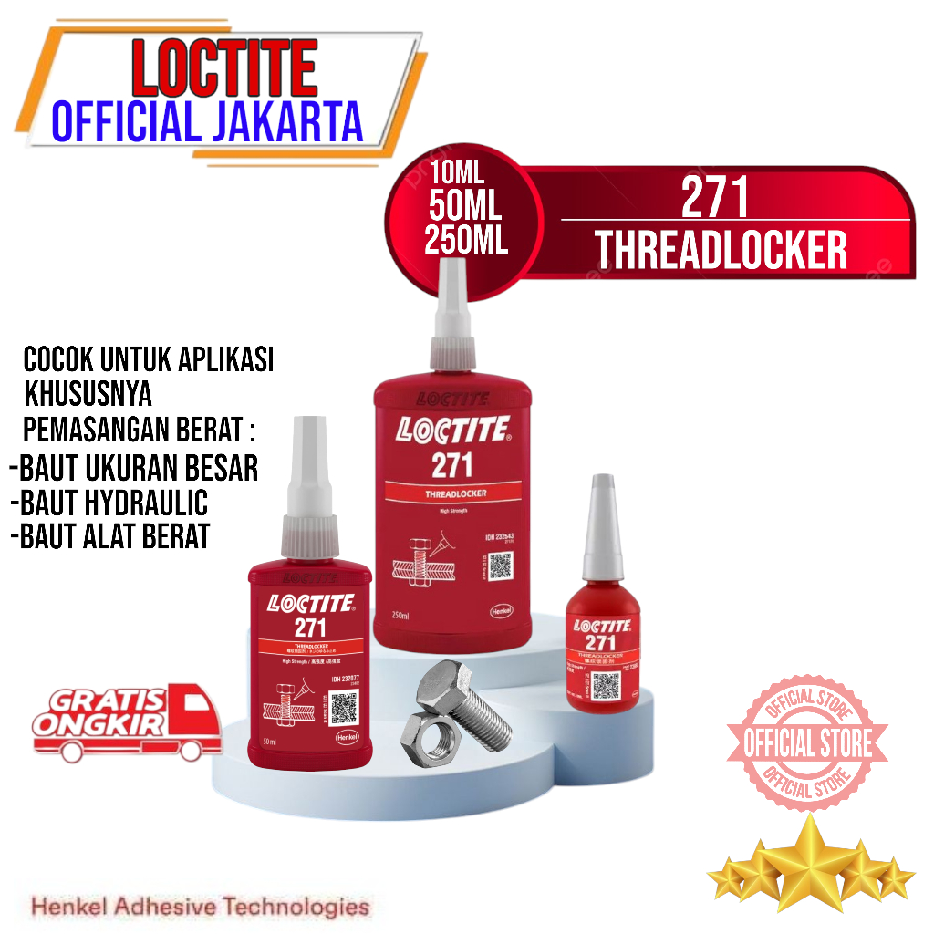 Jual LEM 271 Threadlocker Lem Baut 250ml 50ml 10ml - Lem Baut 271 250ml ...