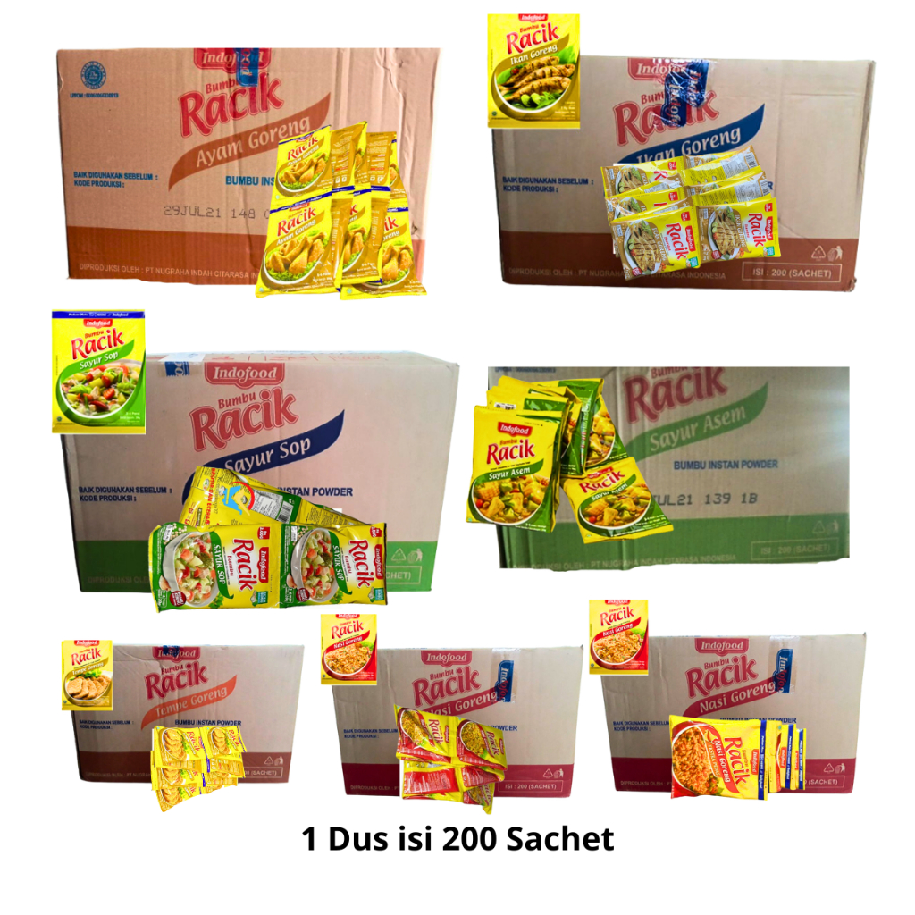 Jual Indofood Bumbu Racik 1 Dus 200 Sachet All Varian | Shopee Indonesia