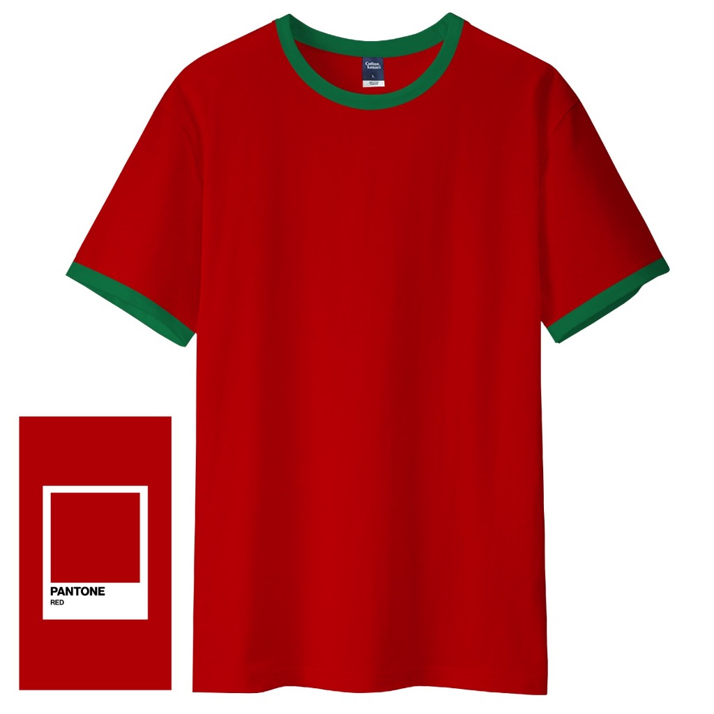 Jual KAOS RINGER TEE - RED FUJI GREEN ( KAOS POLOS RINGER TEE - COMBED ...