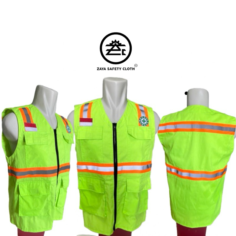 Jual ZAYA SAFETY [ FREE LOGO SAFETY & BENDERA ] Rompi Safety, Rompi ...