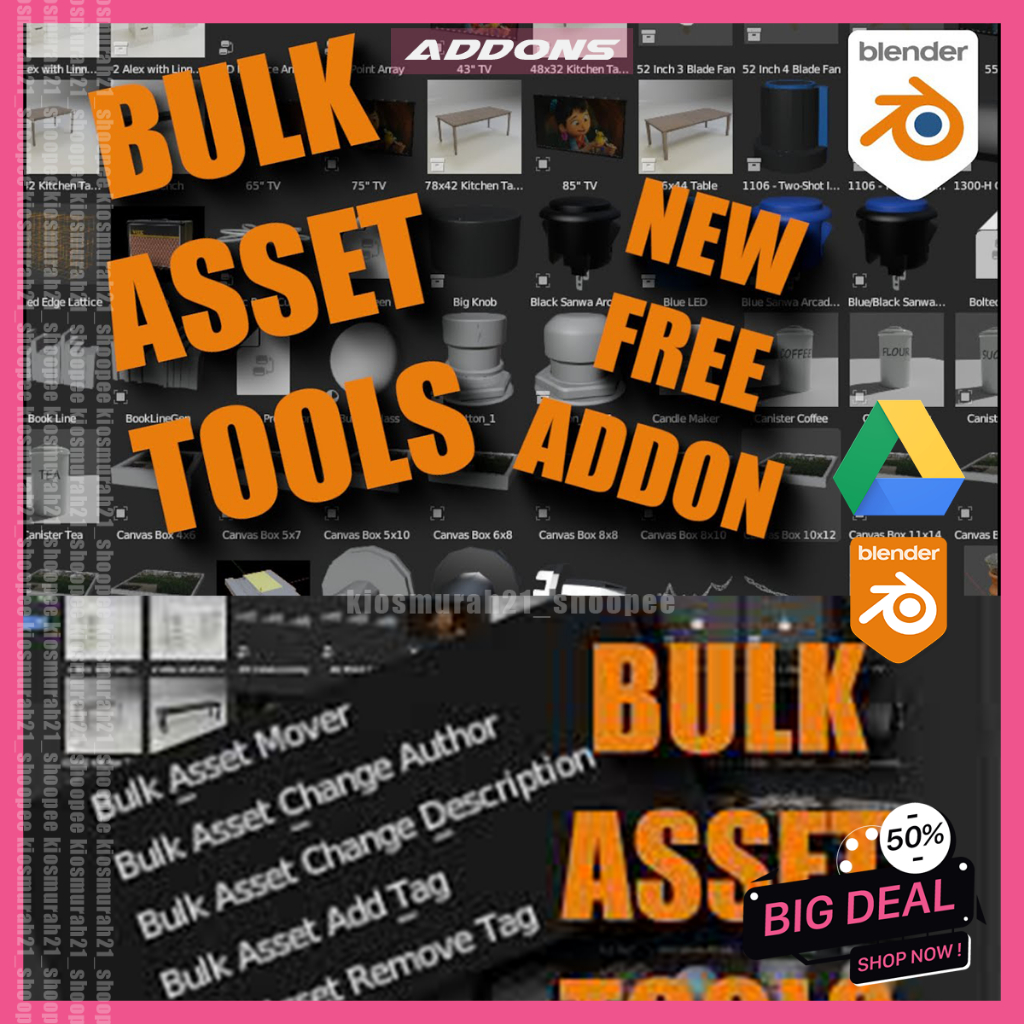 Jual Bulk Asset Tools 3D Blender addons Plugin Terbaru | Shopee Indonesia