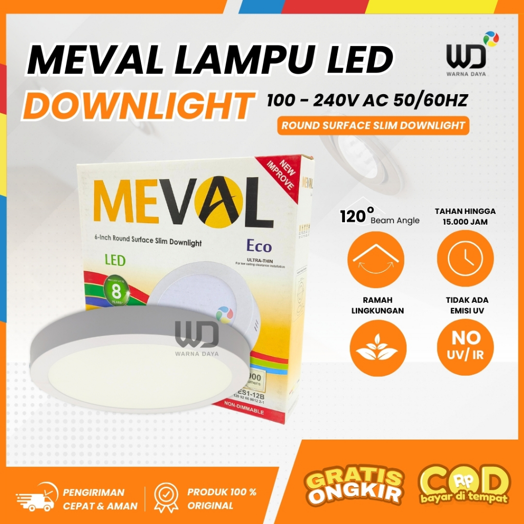 Jual MEVAL LED SLIM DOWNLIGHT ECO BULAT – Surface Outbow (KUNING) | Shopee Indonesia