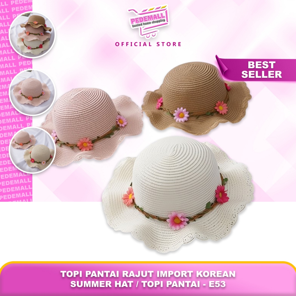 Jual Topi Pantai Rajut Import Korean Summer Hat / Topi Pantai - E53 | Shopee Indonesia