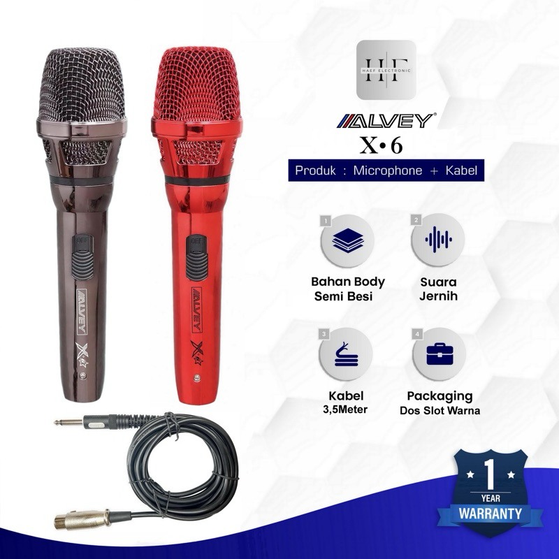 Jual Microphone Kabel ALVEY X6 Mik Kabel Vocal Karaoke Mik Original HF ...