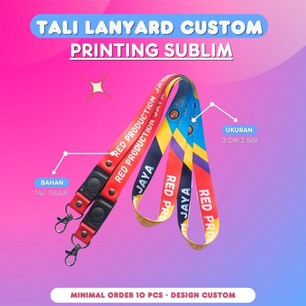 Jual TALI LANYARD 2CM 2SISI/CETAK TALI LANYARD IDCARD CUSTOM PRINTING ...