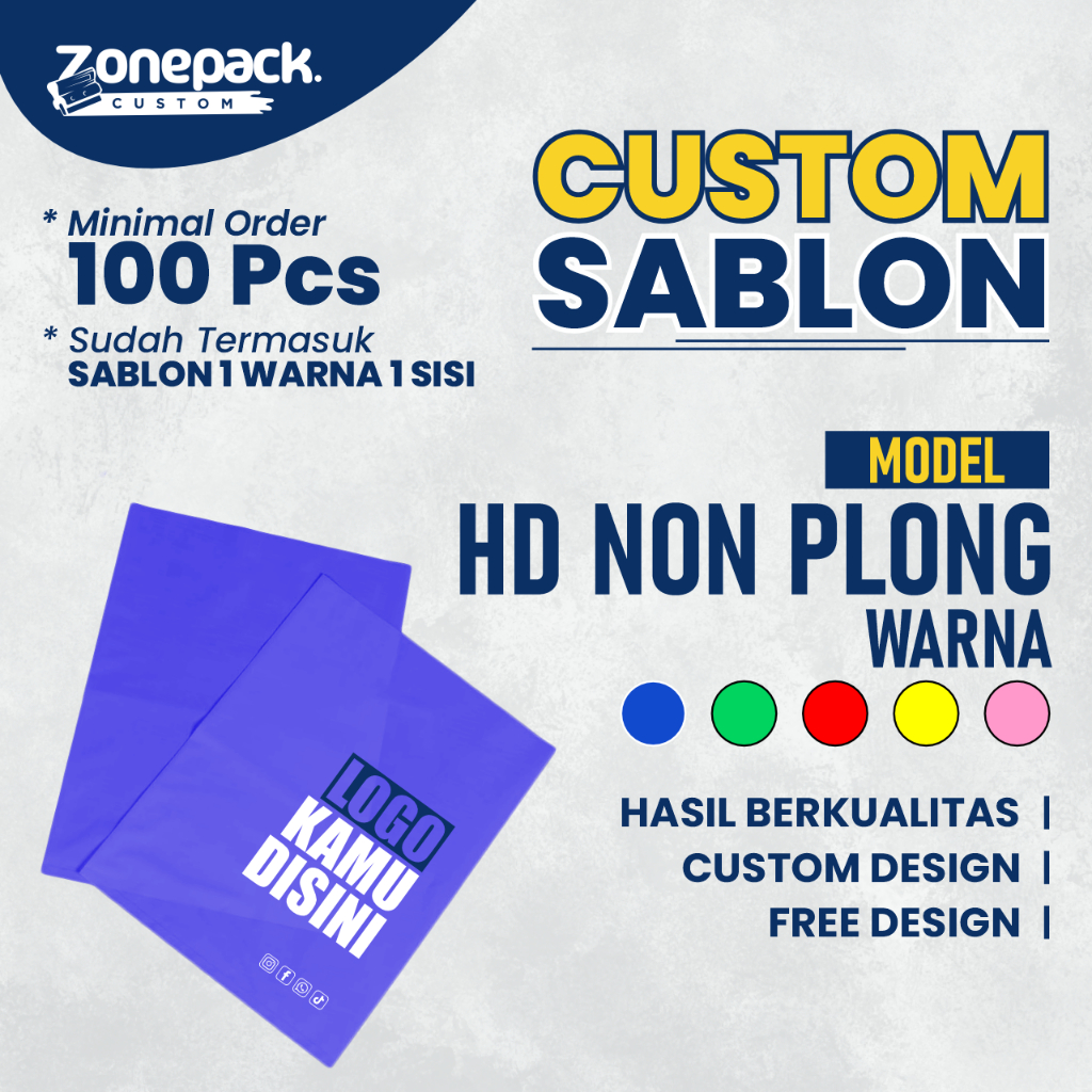 Jual Sablon Plastik HD Non Plong | Sablon 1 Warna 1 Sisi Custom Free ...