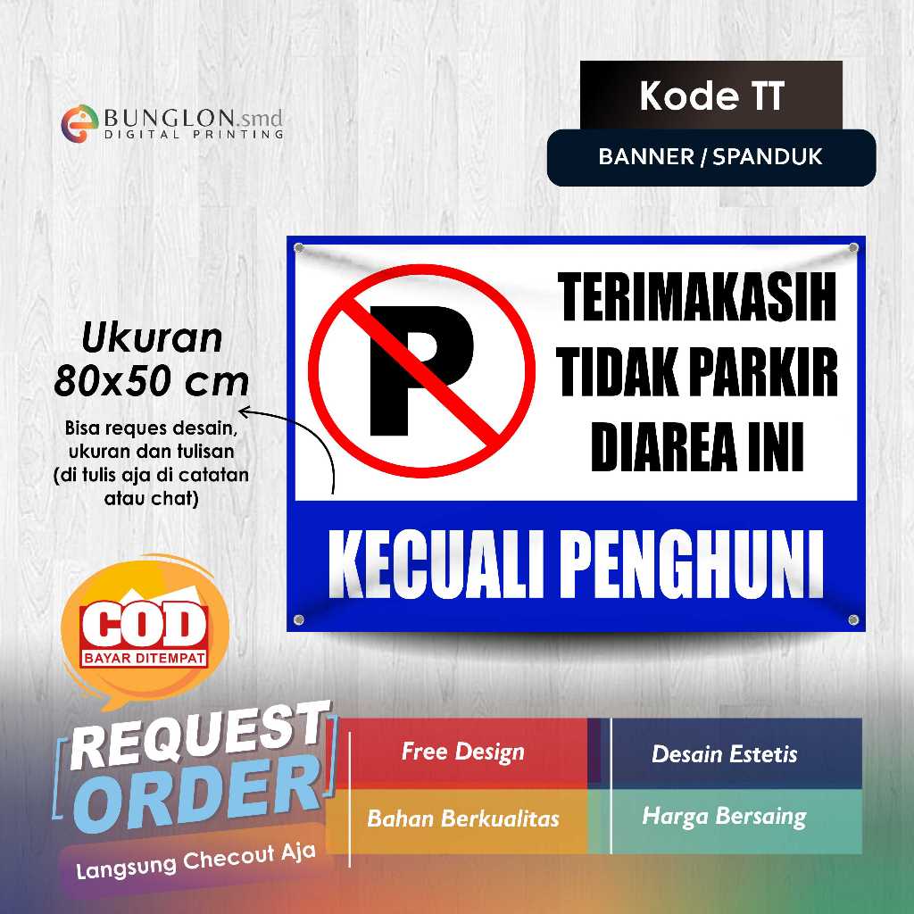 Jual SPANDUK BANNER TERIMAKASIH TIDAK PARKIR DI AREA INI KECUALI ...