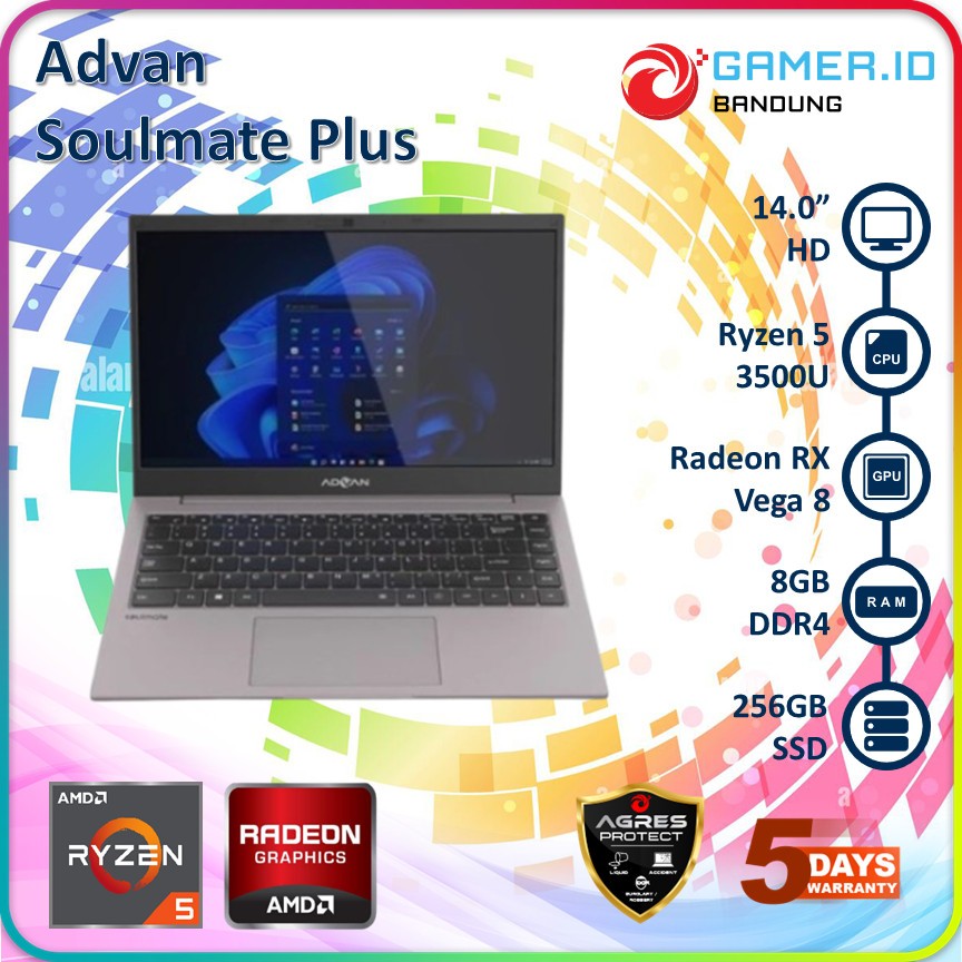 Jual ADVAN SOULMATE PLUS RYZEN 5 3500U 8GB 256GB 14.0" TN | Shopee ...