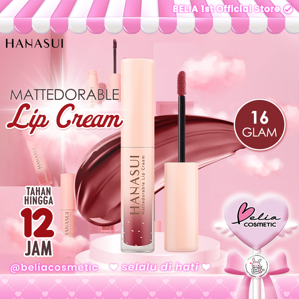 Jual BELIA Hanasui Mattedorable Lip Cream 16 Glam | Velvet Matte Finish ...