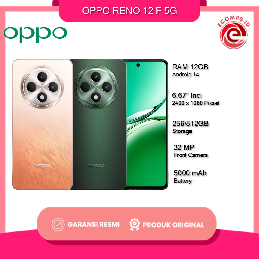 Jual OPPO Reno12 F 5G 12GB/256GB (Garansi Resmi) XYZ8732OP - Orange 256GB/512GB | Shopee Indonesia