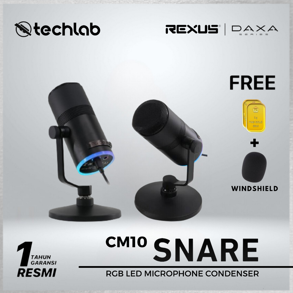 Jual Rexus Snare CM10 / CM-10 Microphone Condenser Wired RGB LED Mikrofon | Shopee Indonesia