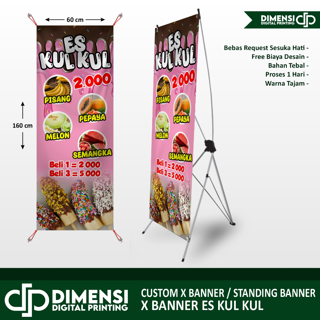Jual custom x banner / standing banner / spanduk es kul kul / spanduk ...