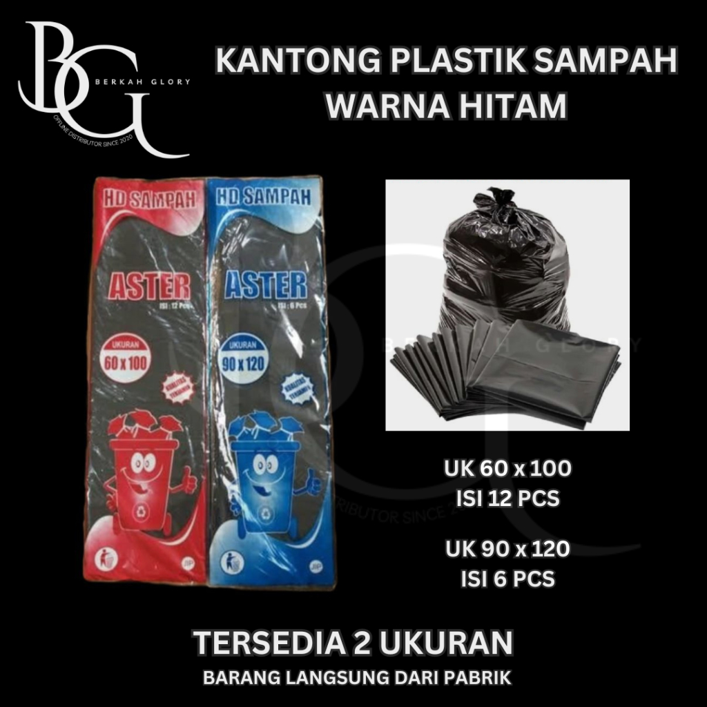 Jual Trash Bag / kantong plastik sampah / wadah sampah ukuran 60x100, 90x120 / HD sampah hitam ...