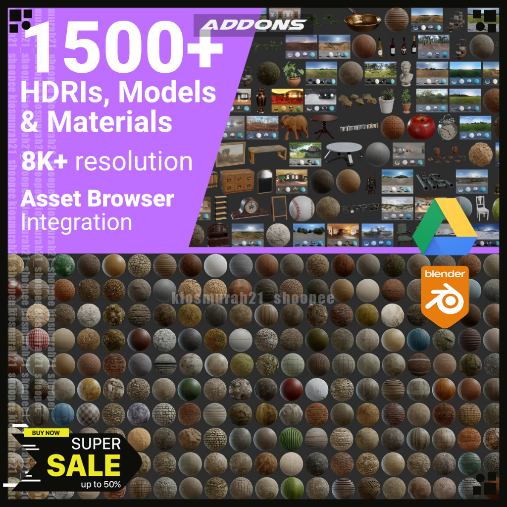 Jual Polyhaven Assets Main 3D Blender addons Plugin Terbaru Blender 3D ...