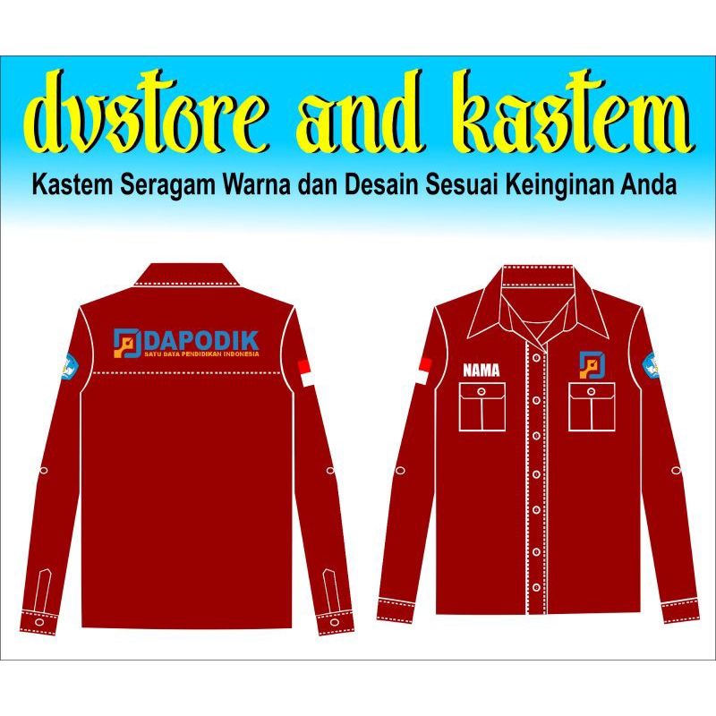 Jual kemeja dapodik//kastem bordir sesuai permintaan//kemeja operator ...