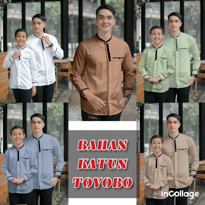 Jual Baju Koko Couple Ayah dan Anak Lengan Panjang Terbaru 2025 Bahan Toyobo Import Seragam ...