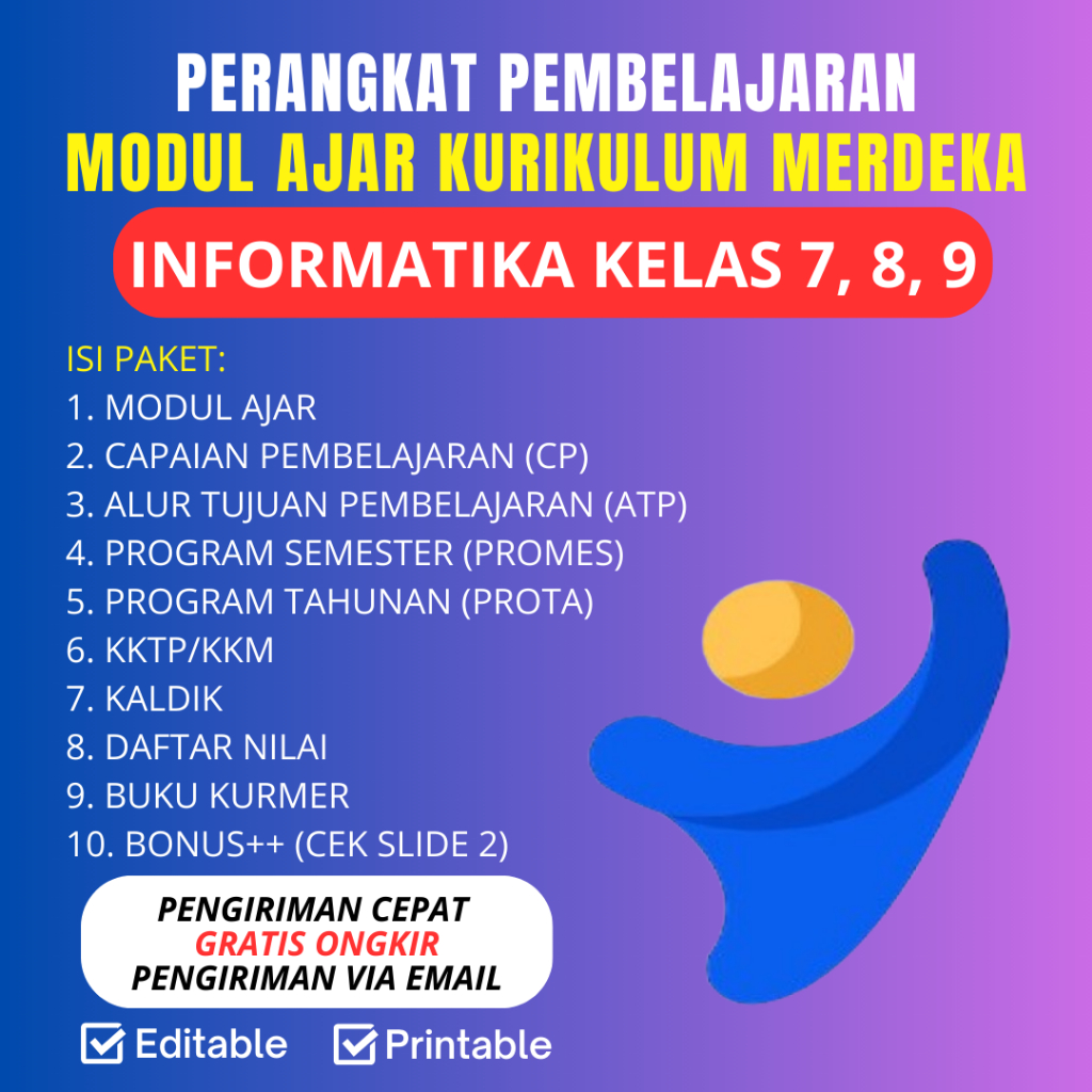 Jual RPP MODUL AJAR INFORMATIKA KELAS 7 8 9 SMP MTS KURIKULUM MERDEKA ...