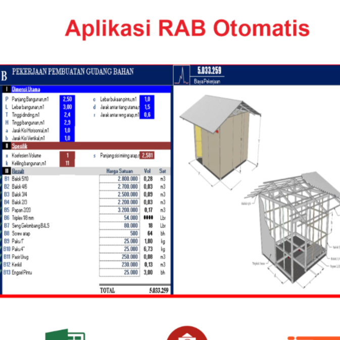 Jual Aplikasi RAB Otomatis Excel Rumus Perhitungan Rencana Anggaran Biaya | Shopee Indonesia